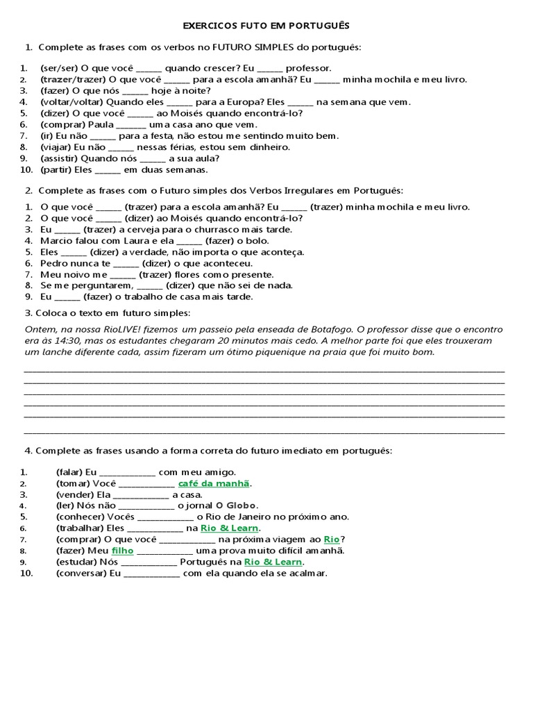 Exercicos Futuro em Português | PDF