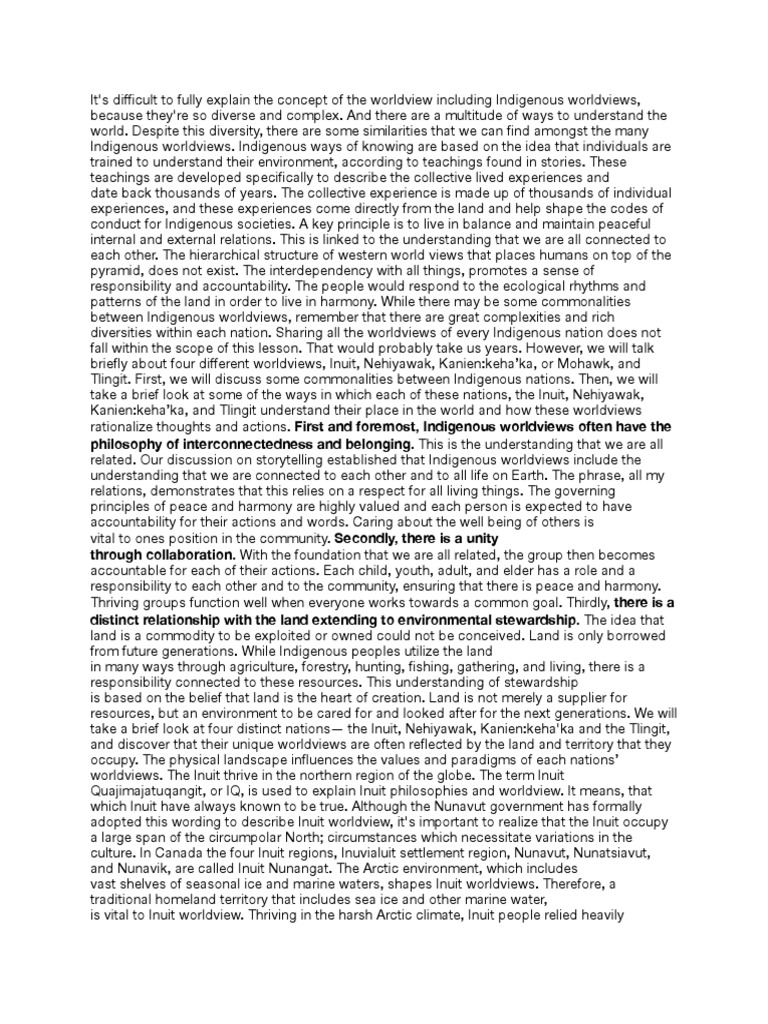 Indigenous Worldviews Explained | PDF | Inuit