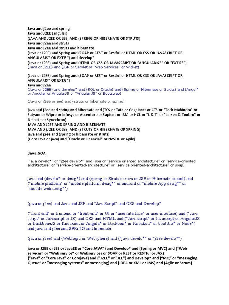 Java Or J2ee And Jsp Or Servlet Or Web Services Or Wicket Pdf Java Platform Angular Js
