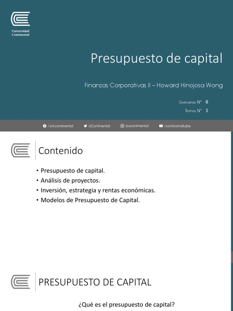 Sesión 06 - Presupuesto de Capital | PDF | Presupuesto | Inversiones