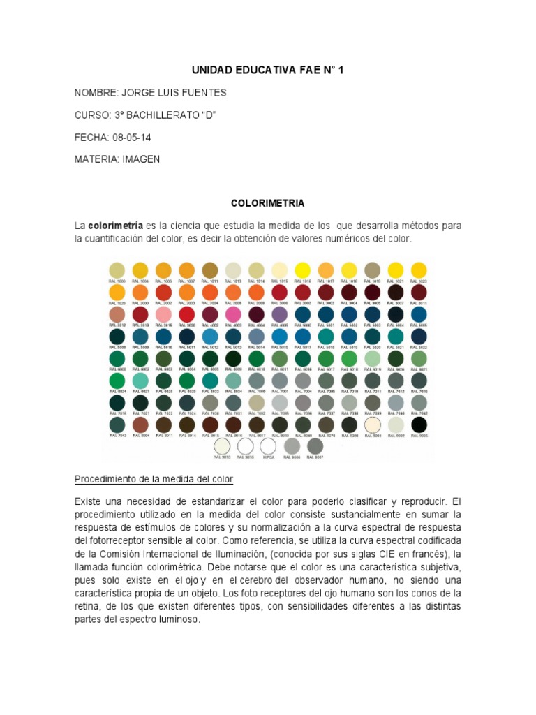 COLORIMETRIA | PDF | Espectro electromagnético | Procesamiento de imágenes