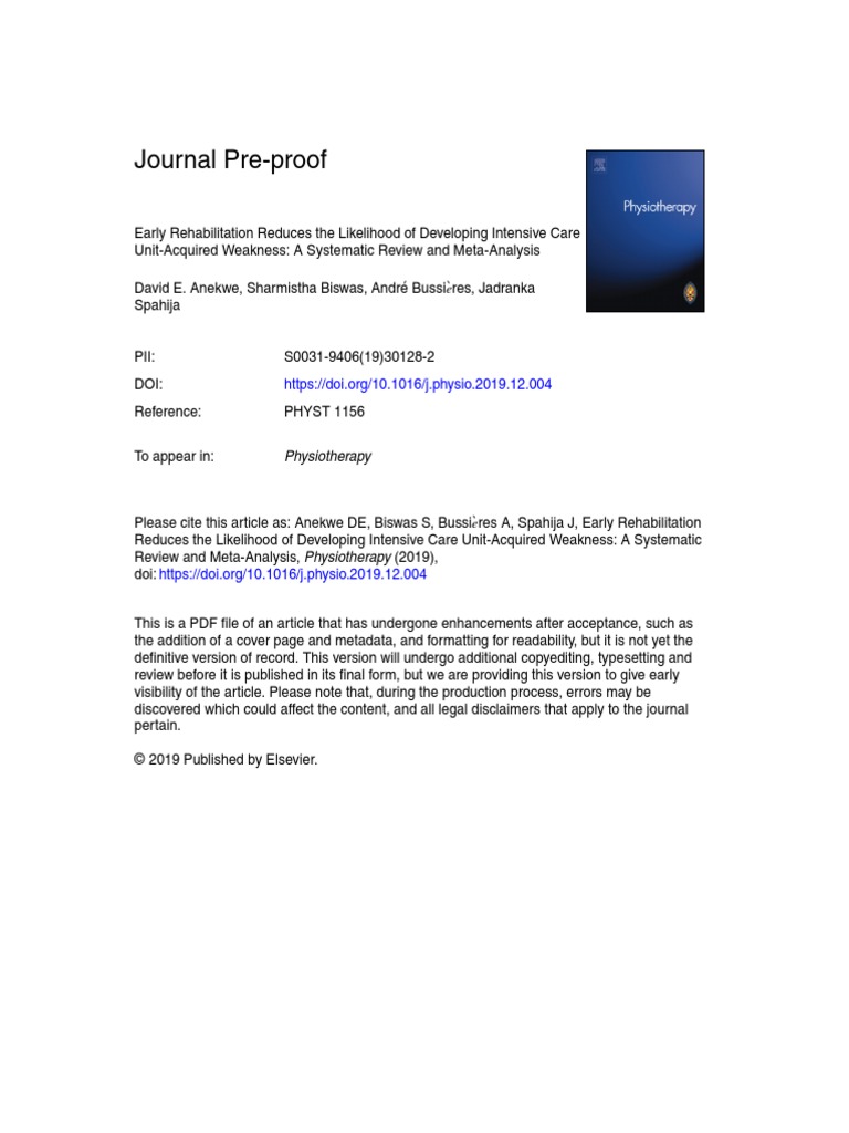 Journal Pre-Proof: Eres, Jadranka | PDF | Physical Therapy | Intensive ...