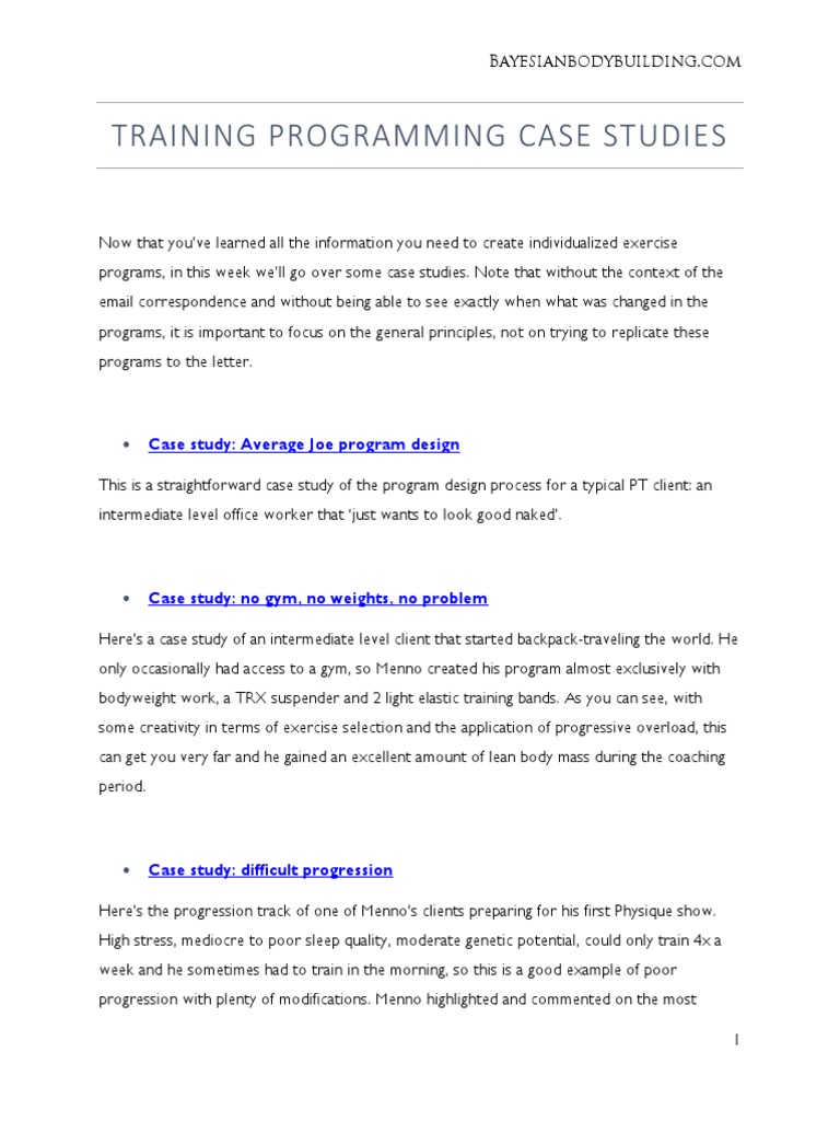 Case Studies in Programming for Diverse Training Goals and Constraints ...