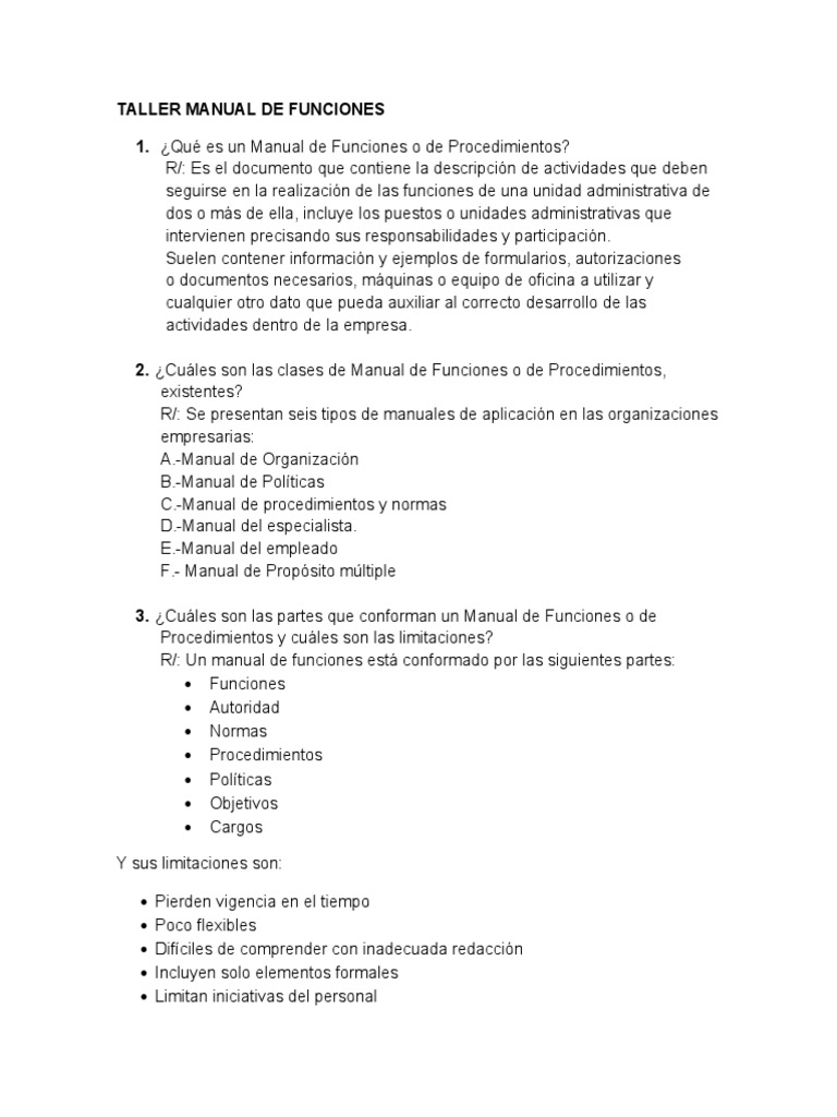 Guía completa para la elaboración de un Manual de Funciones | PDF ...