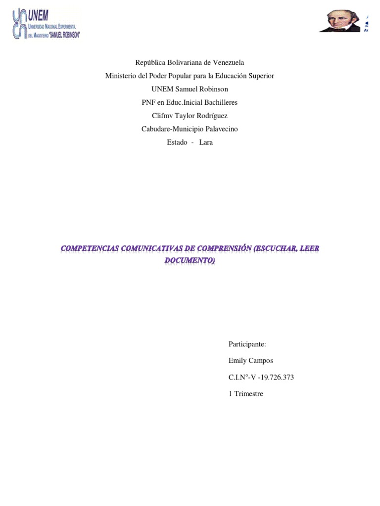 Competencias Comunicativas de Comprensión (Escuchar, Leer Documento) | PDF