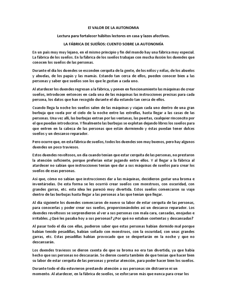 El VALOR DE LA AUTONOMIA | PDF | Libros para adolescentes