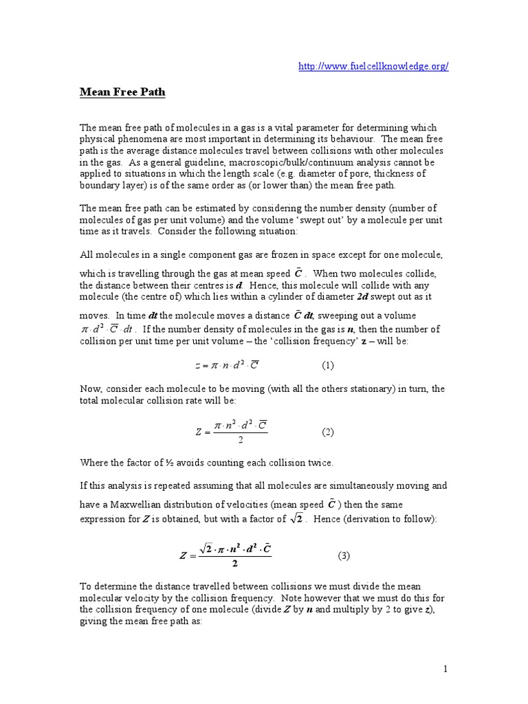 Mean Free Path | PDF | Gases | Solid Oxide Fuel Cell