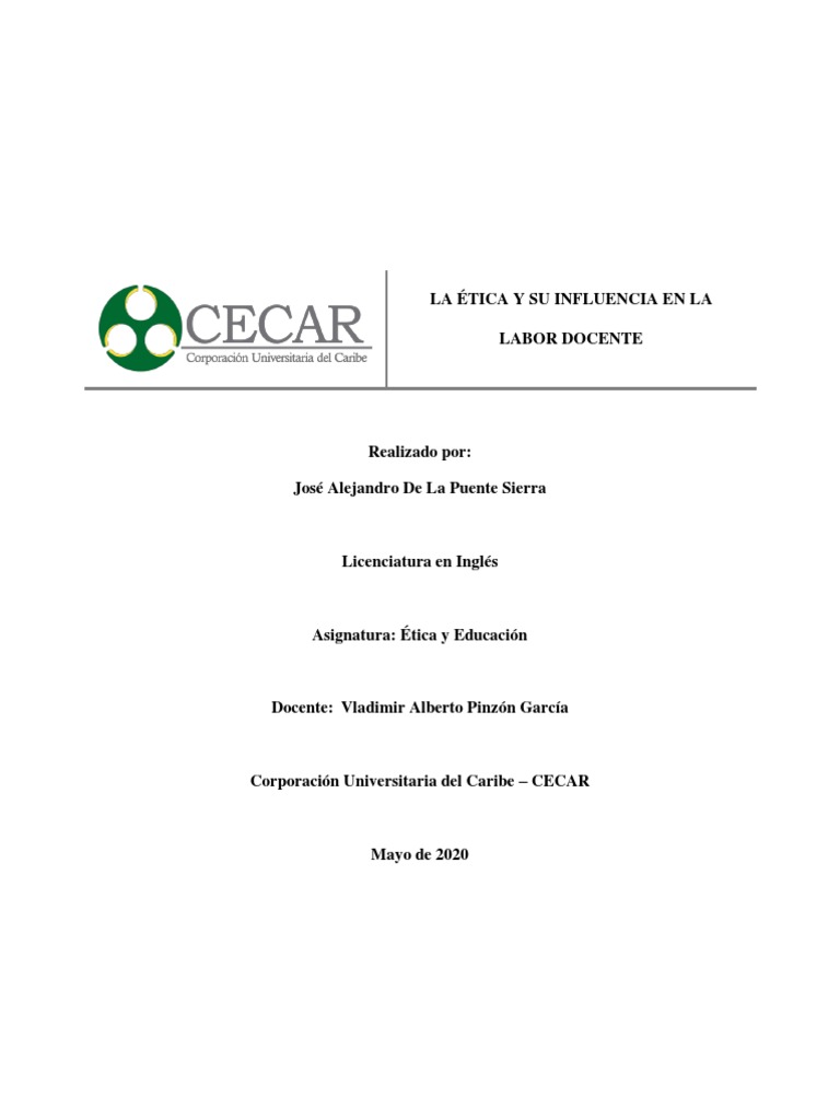 La Ética y Su Influencia en La Labor Docente PDF | PDF | Maestros ...