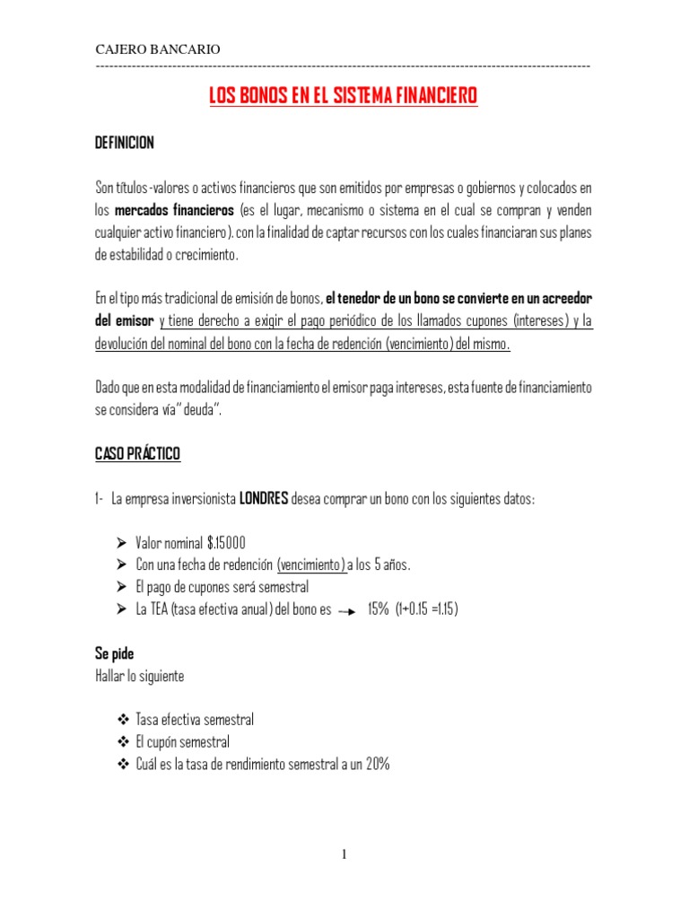 Los Bonos en El Sistema Financiero | PDF | Bonos (Finanzas) | Interés