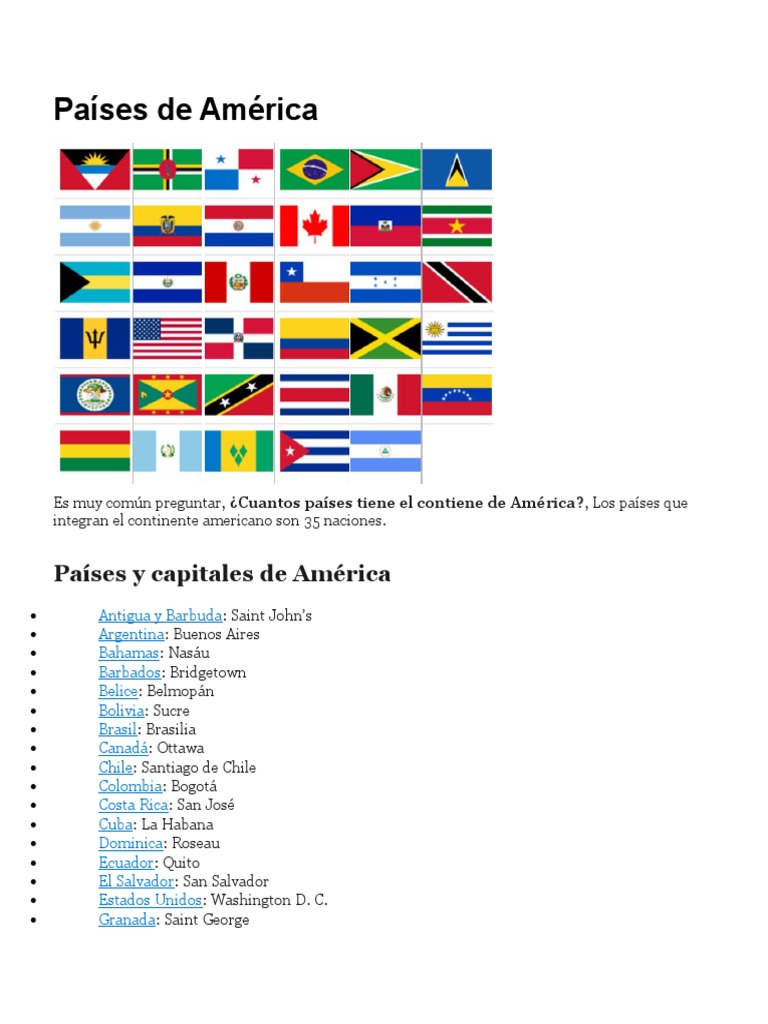 35 Países del Continente Americano | PDF | Américas | Finanzas ...