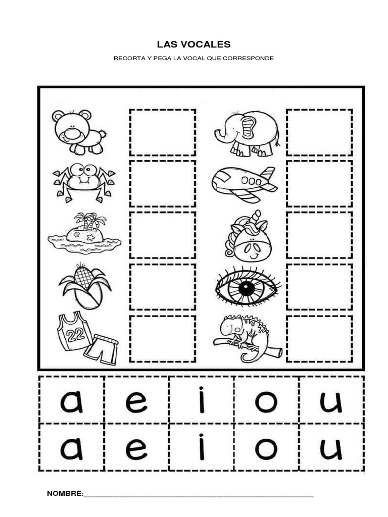 Actividades de Recorte y Pegado de Vocales | PDF | Estudios de idiomas ...