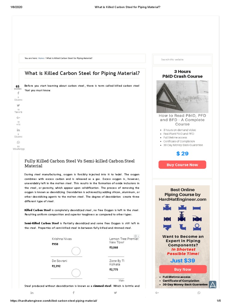 What Is Killed Carbon Steel For Piping Material | PDF | Pipe (Fluid ...