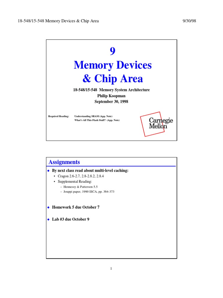 9 Memory Devices & Chip Area: Assignments | PDF | Computer Memory | Cpu Cache