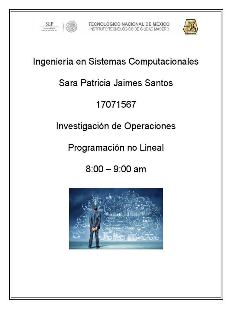 UNIDAD 3 PROGRAMACIÓN NO LINEAL | PDF | Programación lineal ...