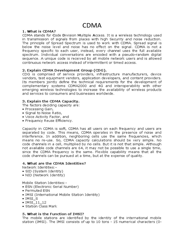 Information About CDMA | PDF | Channel Access Method | Cellular Network
