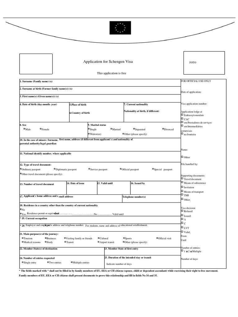 Application For Schengen Visa: This Application Is Free | PDF | Travel ...