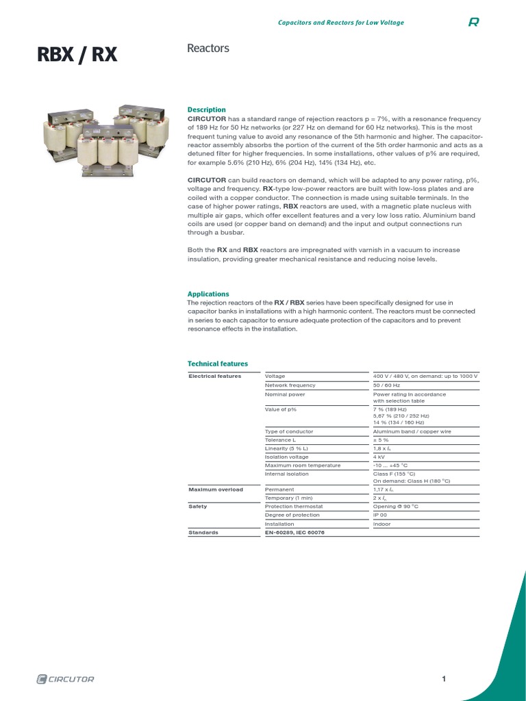 RBX / RX: Reactors | PDF | Inductor | Resonance