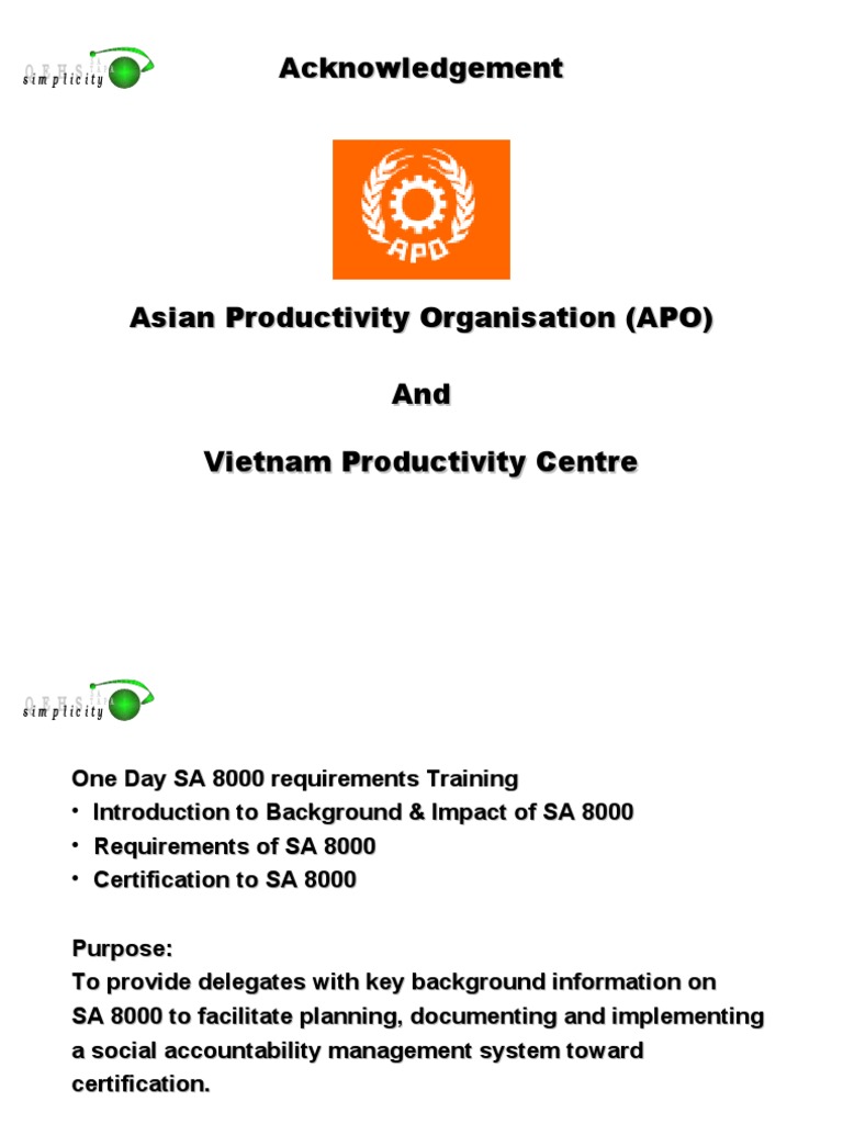 SA 8000 Training & Certification Guide | PDF | International Labour ...