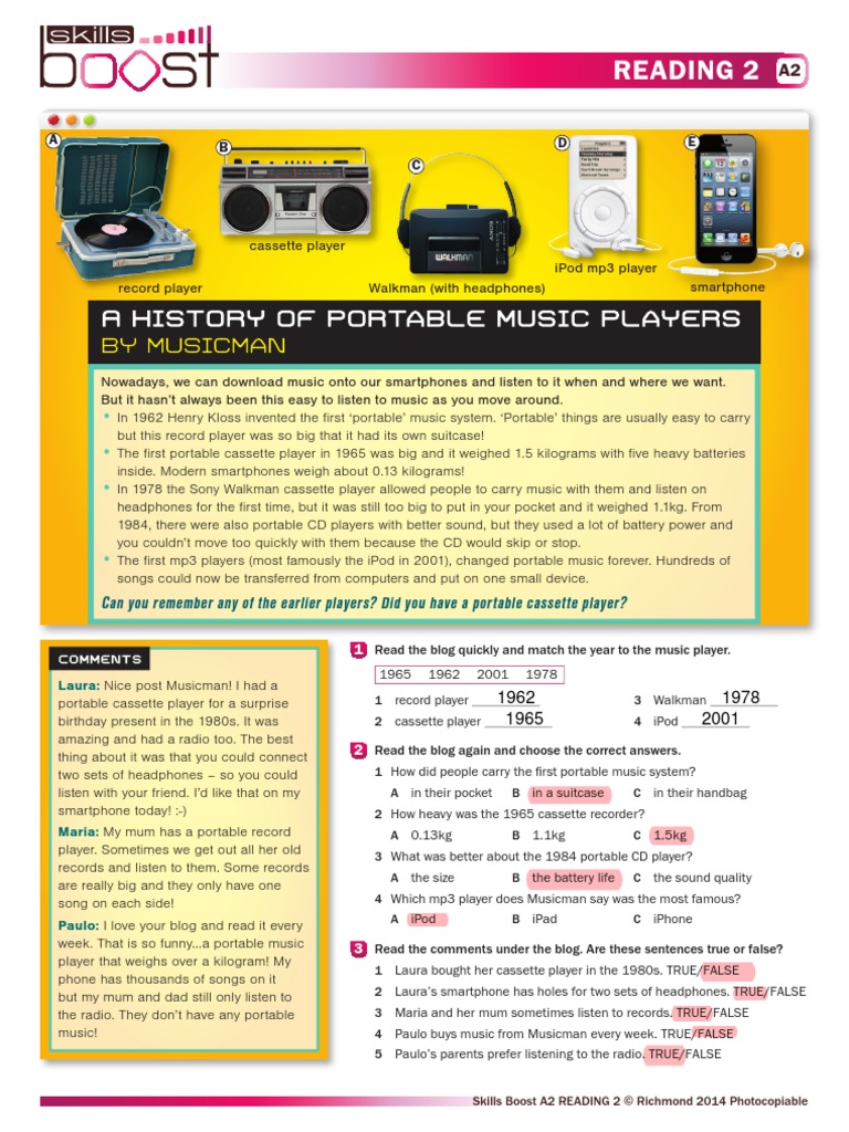 A2 Reading 2 | PDF | Compact Cassette | I Pod