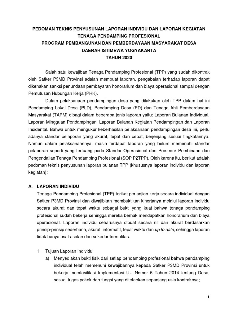 Panduan Teknis Penyusunan Laporan TPP | PDF