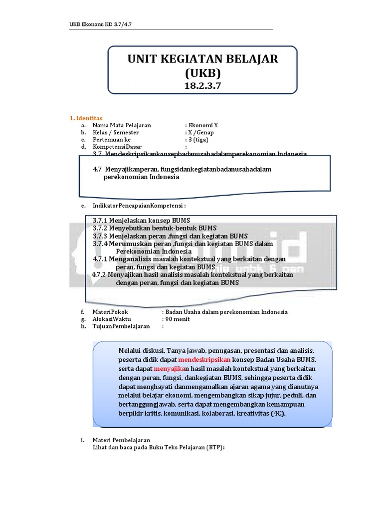 UKBM Ekonomi 3.7 BUMS | PDF