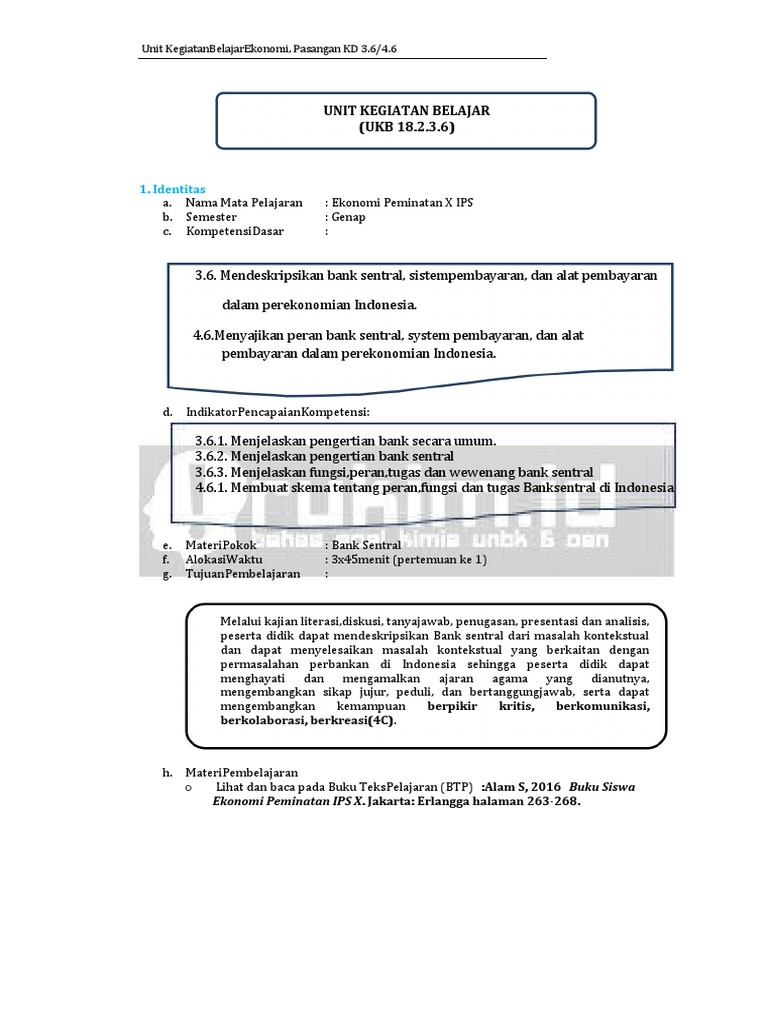 UKBM Ekonomi 3.6 Bank Sentral | PDF | Karier & Perkembangan