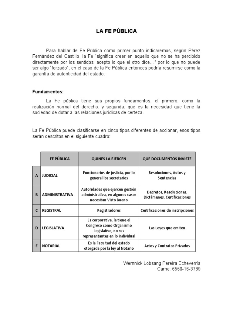 Fe Publica (Cuadro) | PDF