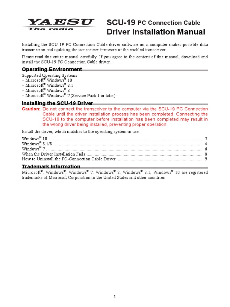 SCU-19 Driver Installation Manual ENG 1704-D | PDF | Button (Computing ...