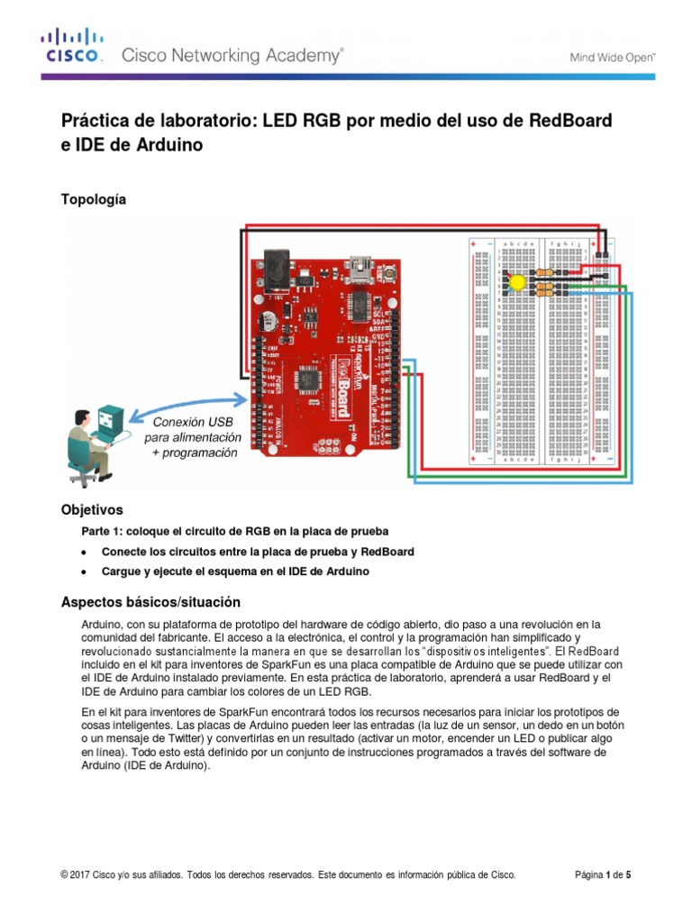 2.2.2.6 Lab - RGB LED Using RedBoard and Arduino IDE | PDF | Arduino | Diodo emisor de luz