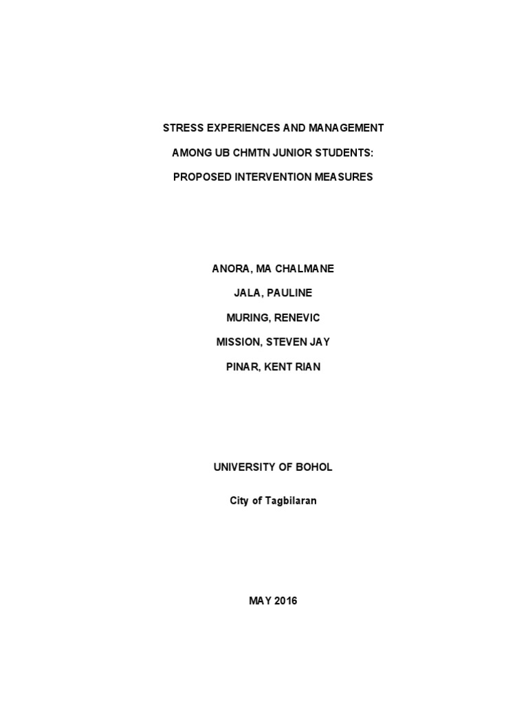 Stress Management Cover Page | PDF | Stress (Biology) | Psychological ...