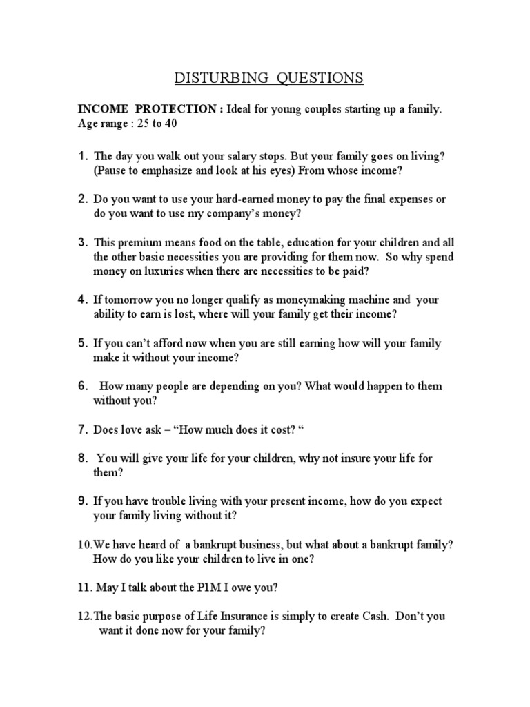 Disturbing Questions: INCOME PROTECTION: Ideal For Young Couples ...