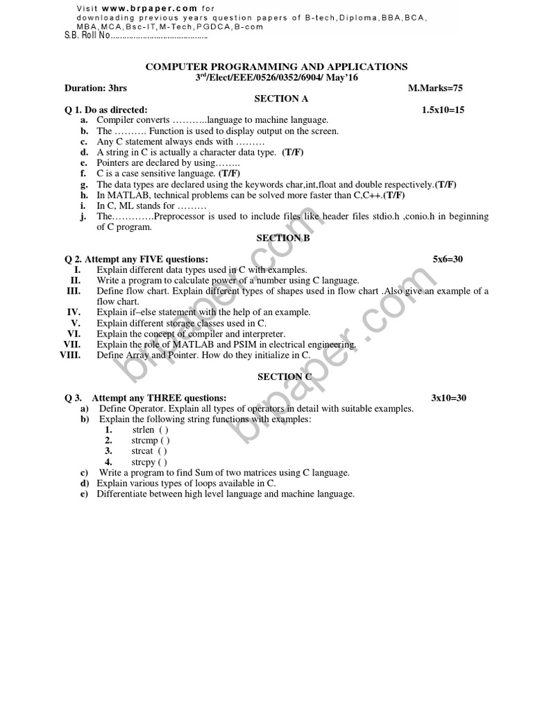 Computer Programming And Applications Pdf C Programming Language Data Type