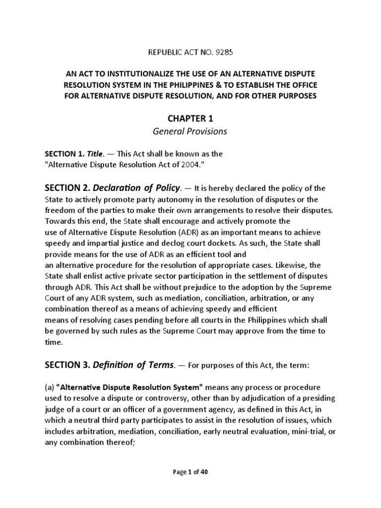 Adr Act of 2004 | PDF | Alternative Dispute Resolution | Mediation