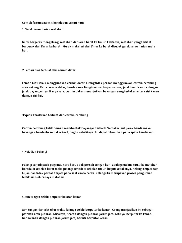 Contoh Fenomena Fisis | PDF