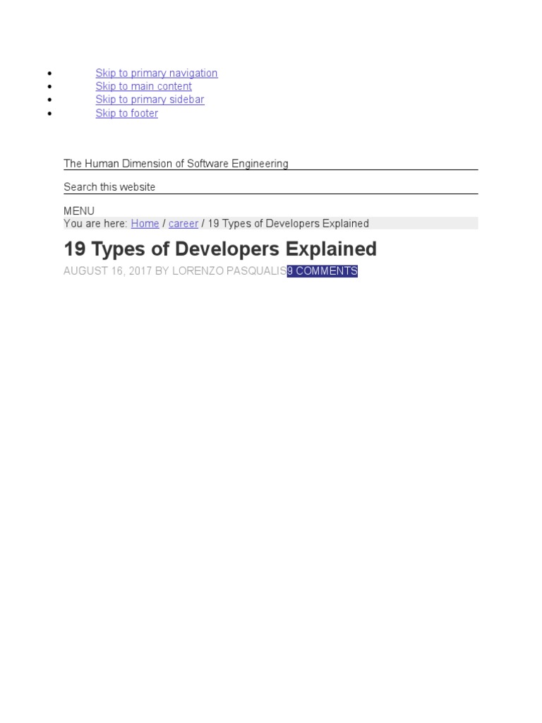 19 Types of Developers Explained | PDF | Web Gl | Programmer
