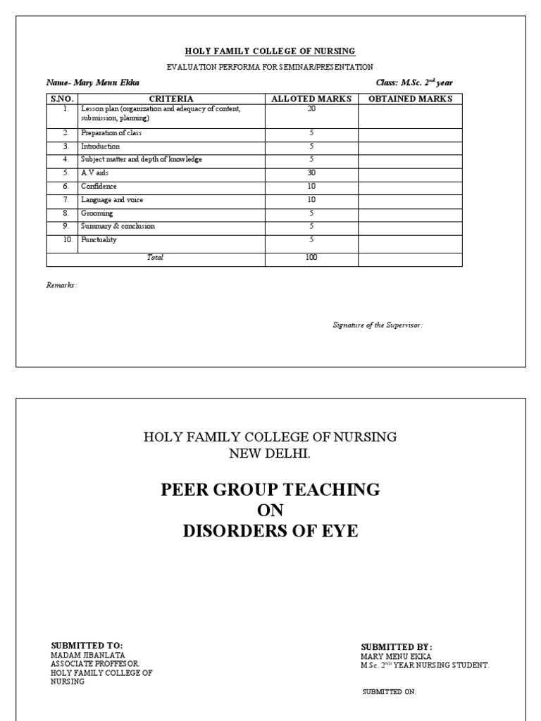 Peer Group Teachingon Eye Disorders | PDF | Visual Impairment | Glaucoma