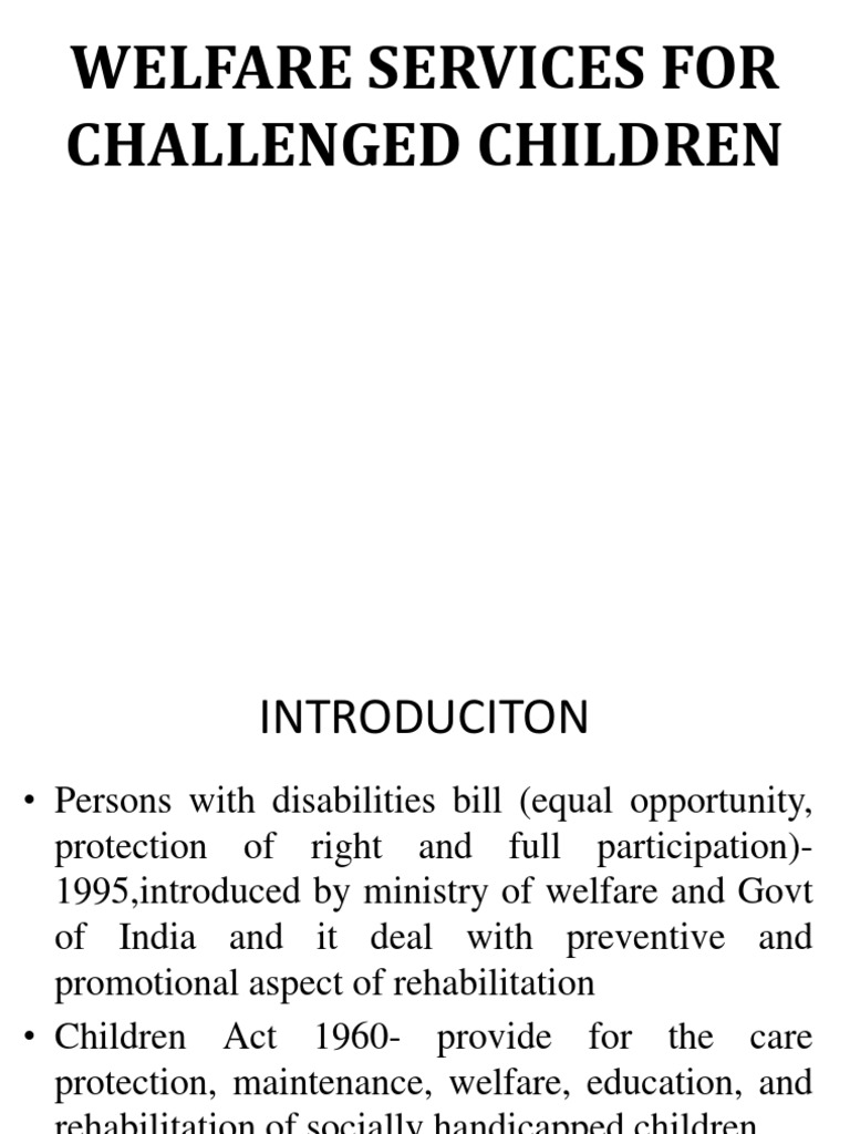Welfare Services For Challenged Children | PDF | Visual Impairment ...