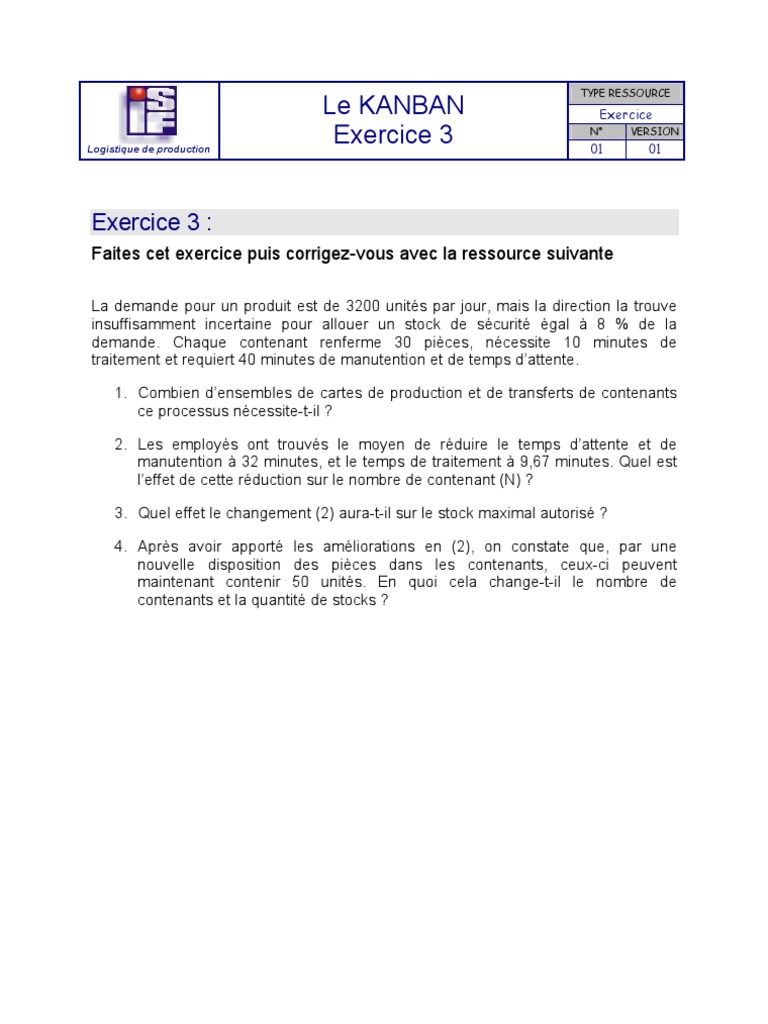Kanban Exo3 | PDF | Technologie et ingénierie
