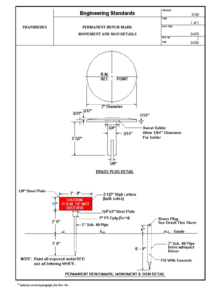 Permanent Bench Mark Sign Details | PDF