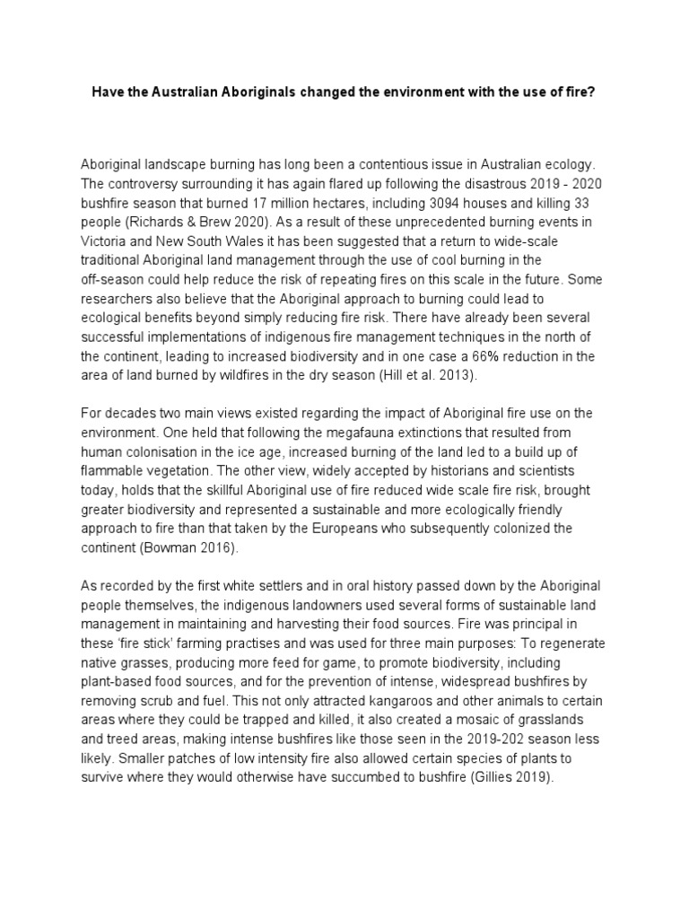 Have The Australian Aboriginals Changed The Environment With The Use of ...