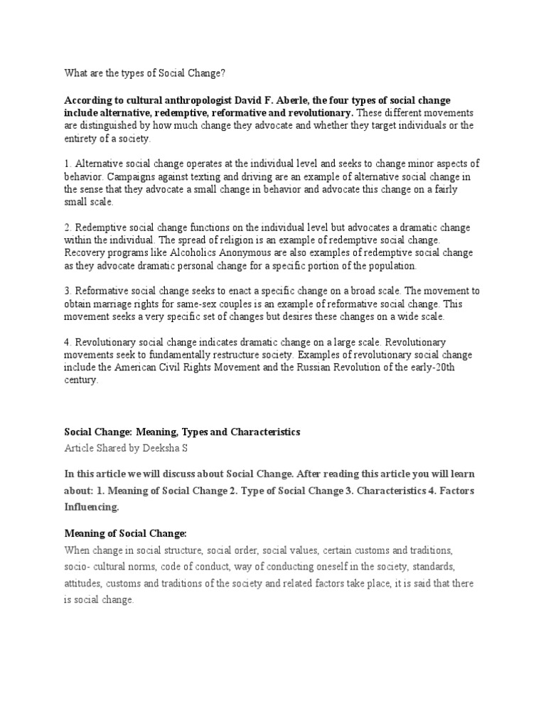 Social Change | PDF | Attitude (Psychology) | Social Movements