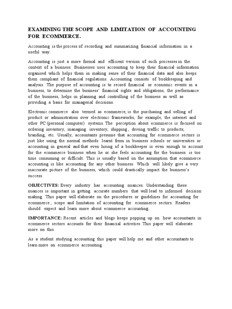 Term Paper Proposal (Freda) | PDF | E Commerce | Accounting