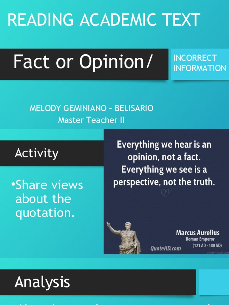 Reading Academic Text: Incorrect Information | PDF