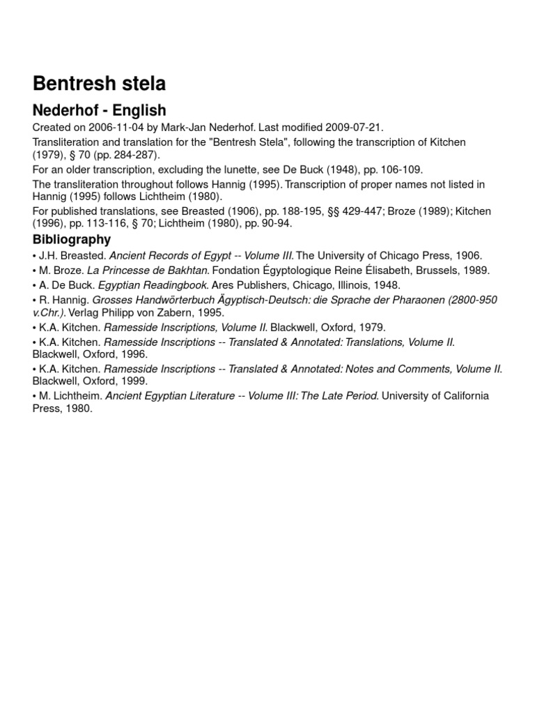 Bentresh Stela Translation | PDF | Ancient Egyptian Religion | Ancient ...