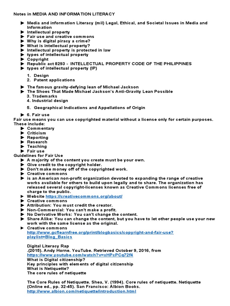 Media and Information Literacy Notes | PDF | E Bay | World Wide Web