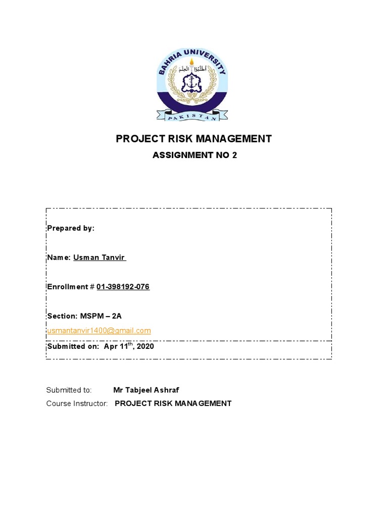 Project Risk Management: Assignment No 2 | PDF | Percentile ...