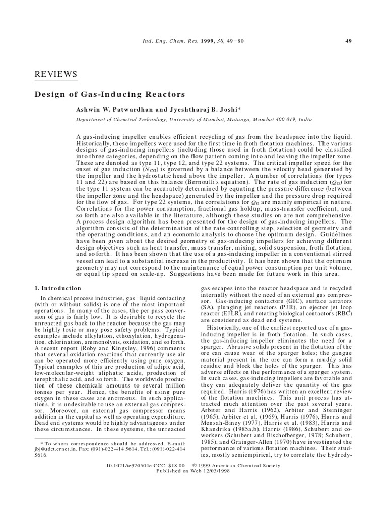 Design of Gas Induction Reactors PDF | PDF | Chemical Reactor | Propeller