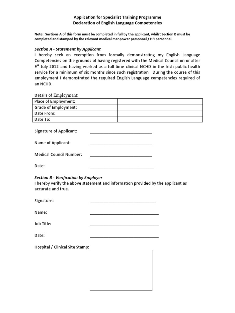 Declaration of English Language Competencies 2B2 | PDF