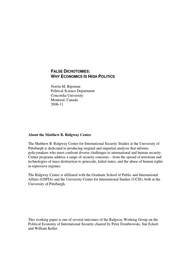 1 Ripsman Et Al. False Dichotomies | PDF | National Security | Military ... 1 Ripsman Et Al. False Dichotomies | PDF | National Security | Military ...