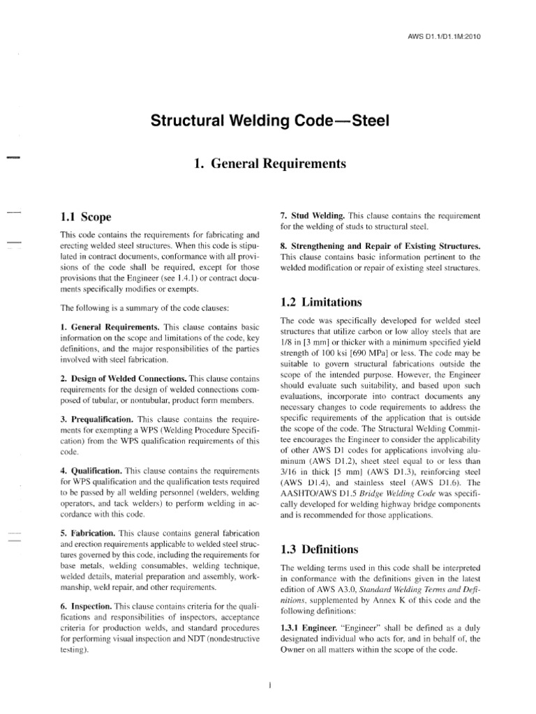 Aws D1.1 D1.1M-2010 - Structural Welding Code-Steel-32 | PDF